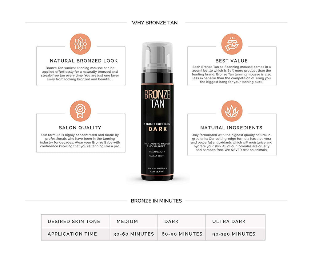 1 Hour Express Dark Self Tanning Mousse | Bronze Tan